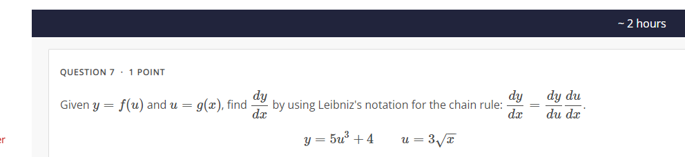 Solved Given y=f(u) and u=g(x), find dy/dx by using | Chegg.com Solved Given y=f(u) and u=g(x), find dy/dx by using | Chegg.com
