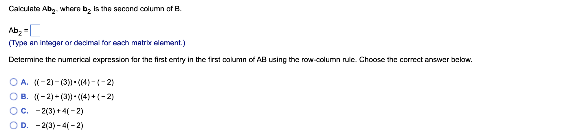 Solved Compute the product AB by the definition of the | Chegg.com