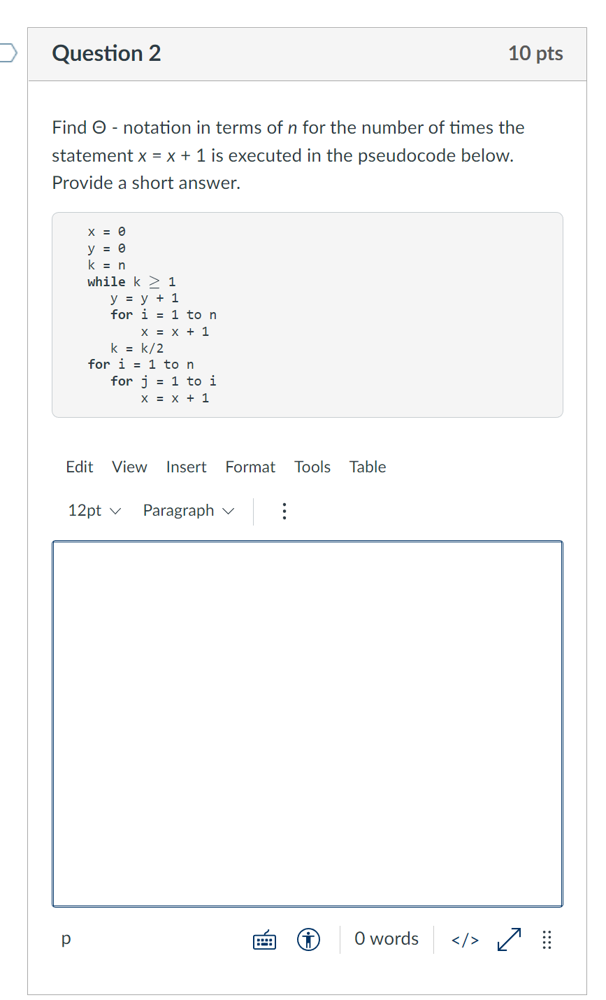 Solved Find Θ Notation In Terms Of N For The Number Of 
