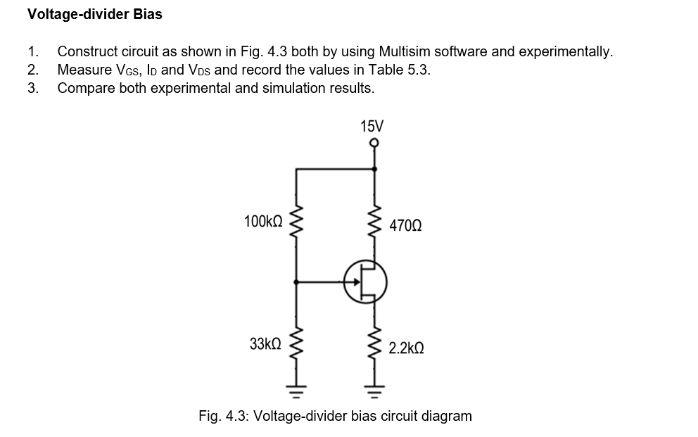 Solved Voltage-divider Bias 1. 2. 3. Construct circuit as | Chegg.com