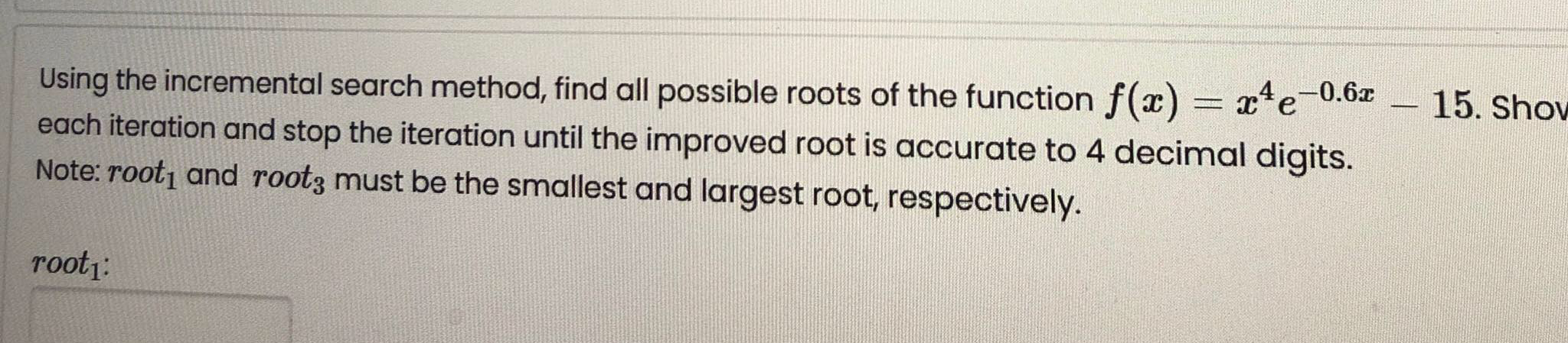 15. Shov Using the incremental search method, find | Chegg.com