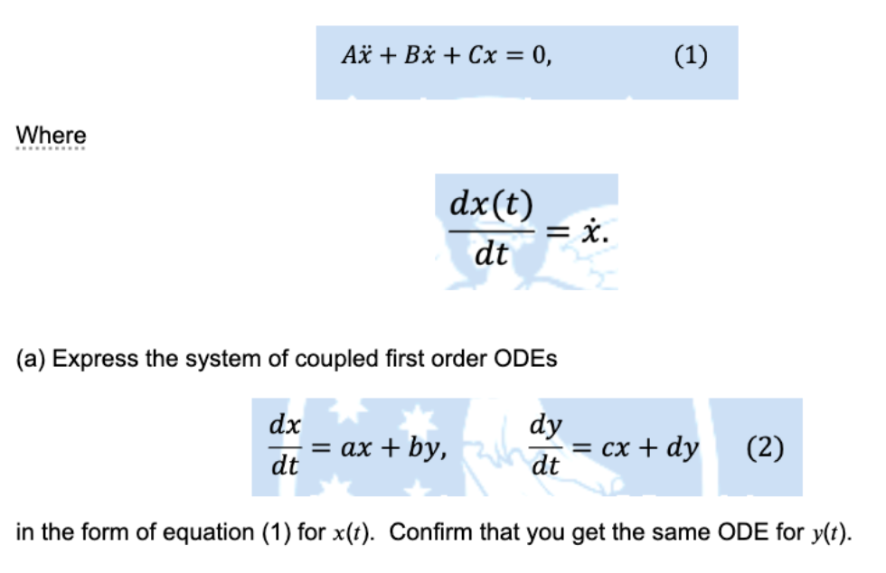 Solved Ax¨+Bx˙+Cx=0, Where dtdx(t)=x˙ (a) Express the system | Chegg.com