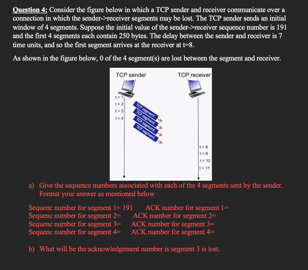 Solved Question 4 Consider The Figure Below In Which A Tcp 