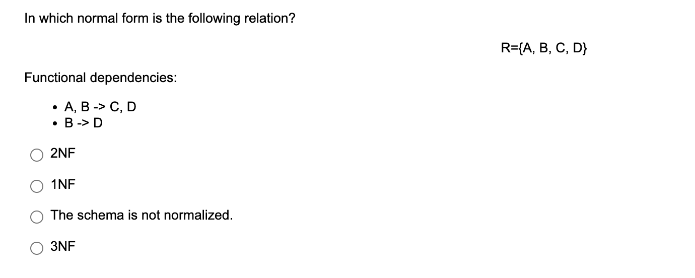 Solved In which normal form is the following relation? | Chegg.com