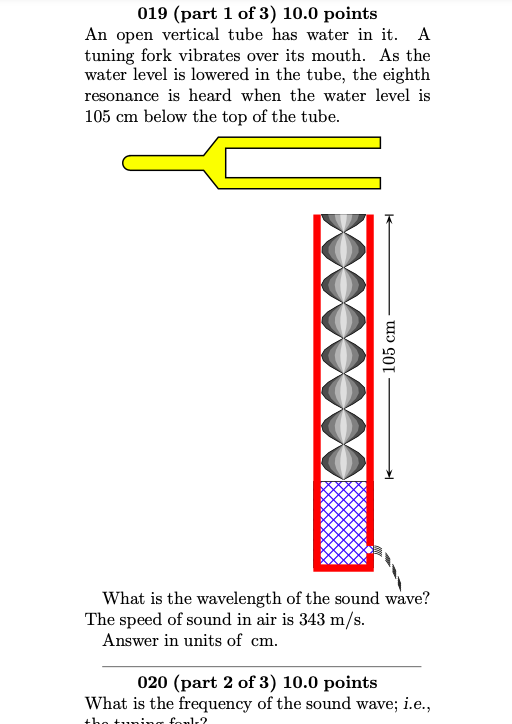 Solved 019 (part 1 of 3 ) 10.0 points An open vertical tube | Chegg.com