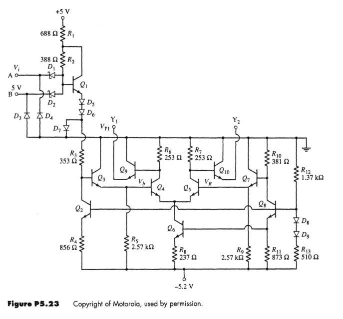 The circuit of the MECL 10K Series TTL-ECL translator | Chegg.com