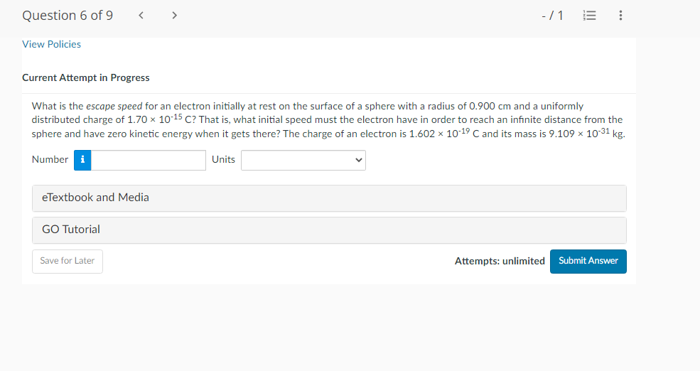 Solved What is the escape speed for an electron initially at | Chegg.com