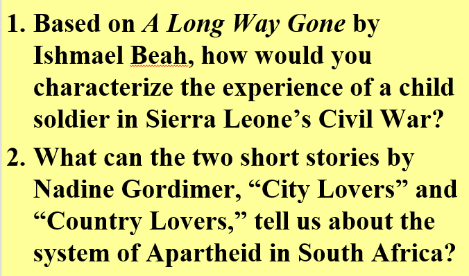 1. Based on A Long Way Gone by Ishmael Beah, how | Chegg.com