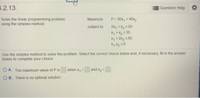 Solved .2.13 Question Help * Solve the linear programming | Chegg.com