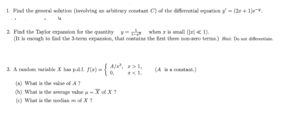 Solved 1. Find the general solution (involving an arbitrary | Chegg.com