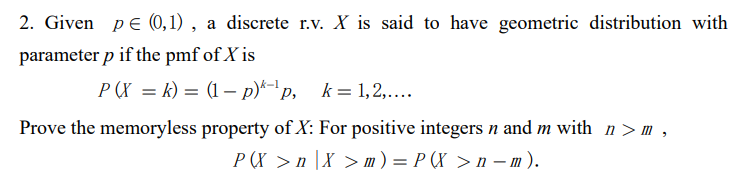 Solved Given pin(0,1), ﻿a discrete r.v. x ﻿is said to have | Chegg.com