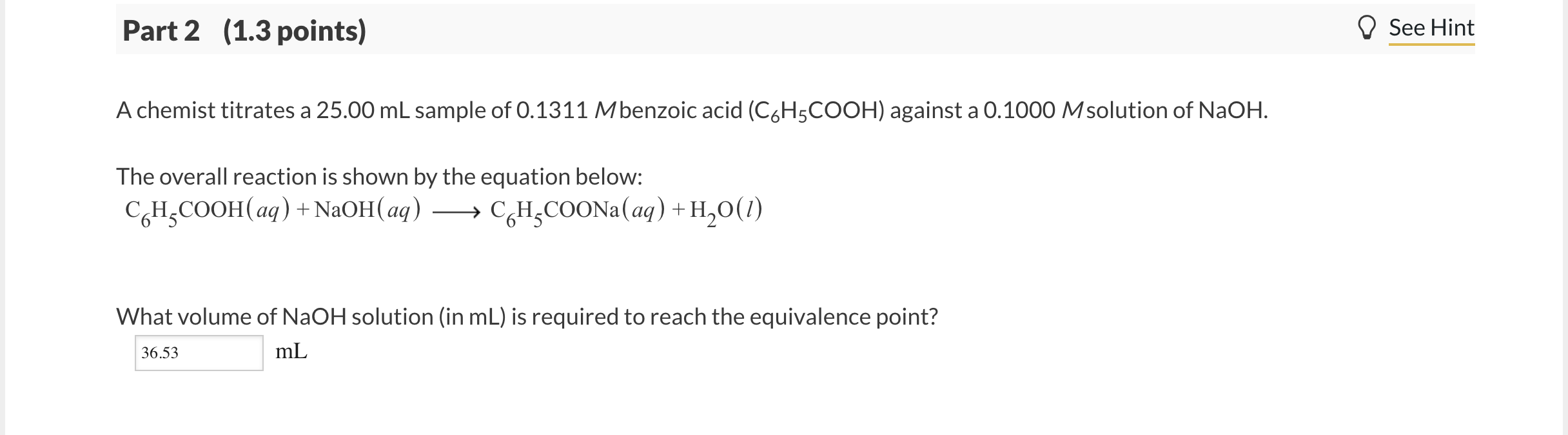 Solved A chemist titrates a 25.00 mL sample of 0.1311M | Chegg.com