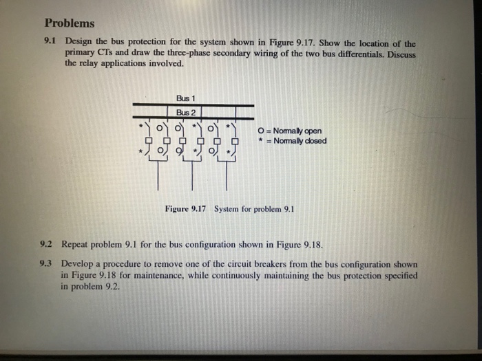 Solved Problems 9.1 Design the bus protection for the system | Chegg.com