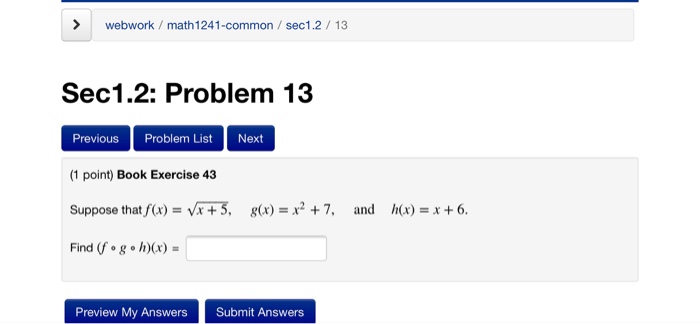Solved 5:051 webwork.uncc.edu Sec1.2: Problem 12 Previous | Chegg.com