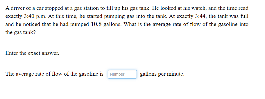 Solved A driver of a car stopped at a gas station to fill up | Chegg.com