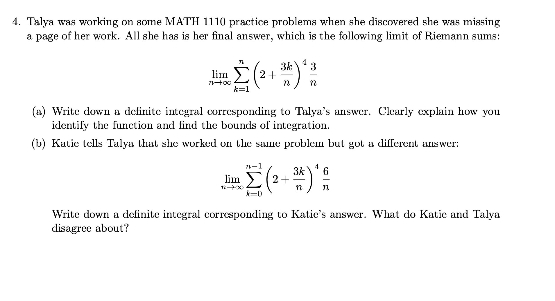 Solved Talya was working on some MATH 1110 ﻿practice | Chegg.com