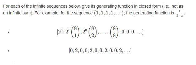 Solved For each of the infinite sequences below, give its | Chegg.com