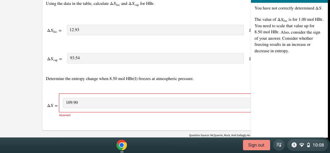 Solved Calculate S fus \& S vap for HBr. ΔSfus =TSmb.273 | Chegg.com Solved Calculate S fus \& S vap for HBr. ΔSfus =TSmb.273 | Chegg.com