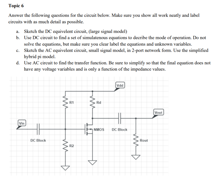 Solved Topic 6 Answer the following questions for the | Chegg.com