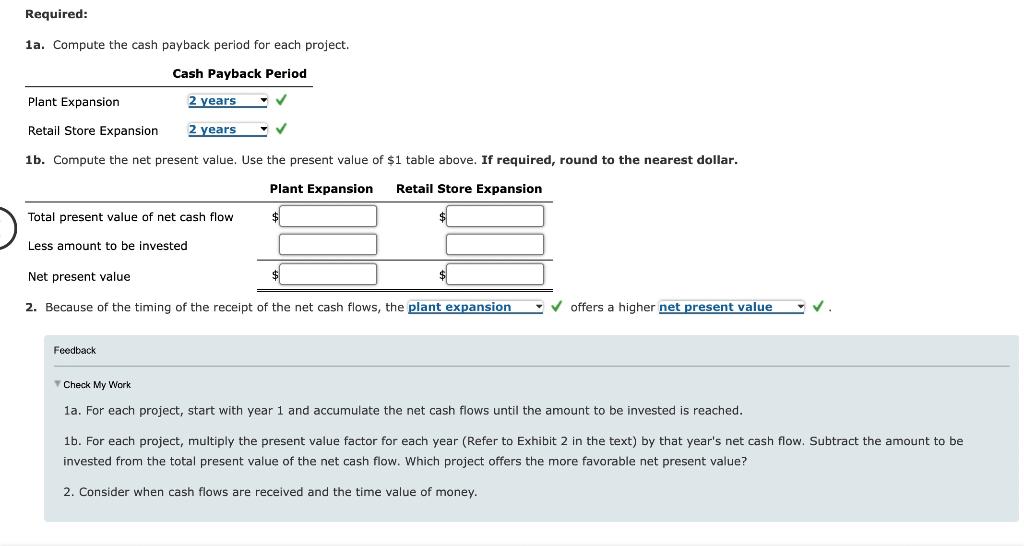Solved Cash Payback Period, Net Present Value Method, and | Chegg.com