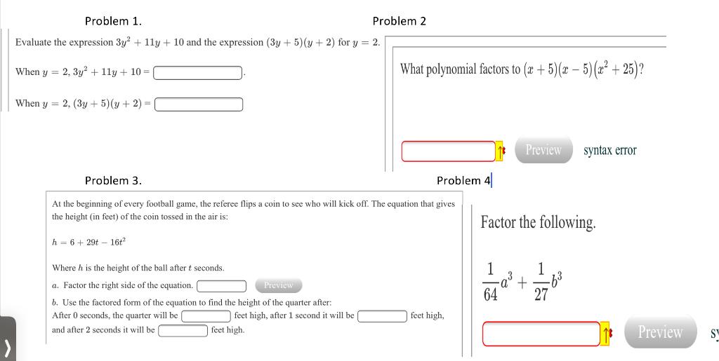 Solved Problem 1. Problem 2 Evaluate the expression 3y2 + | Chegg.com