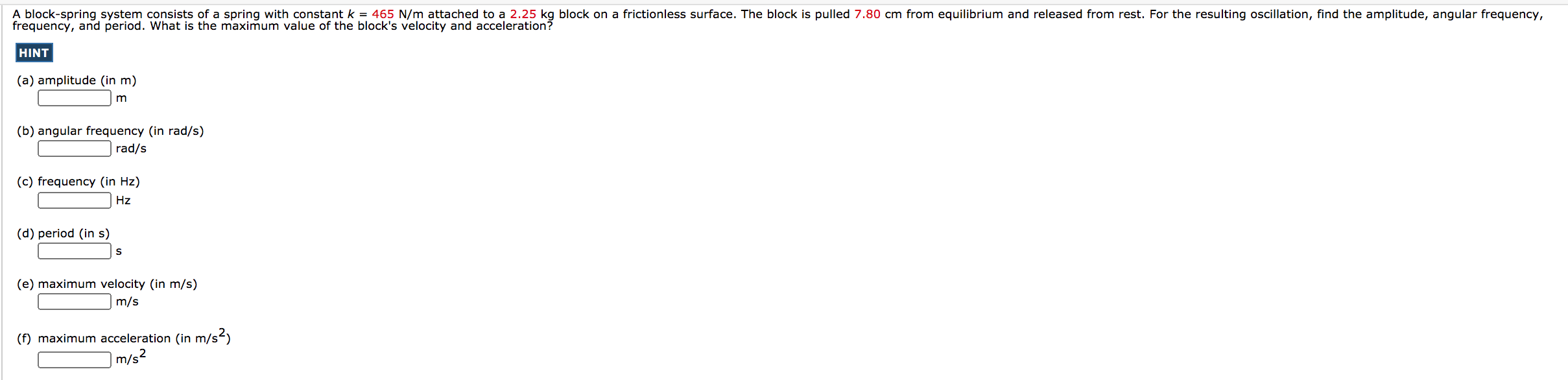 Solved A block-spring system consists of a spring with | Chegg.com