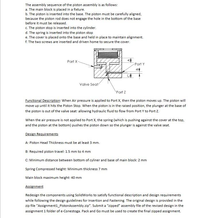The assembly sequence of the piston assembly is as | Chegg.com