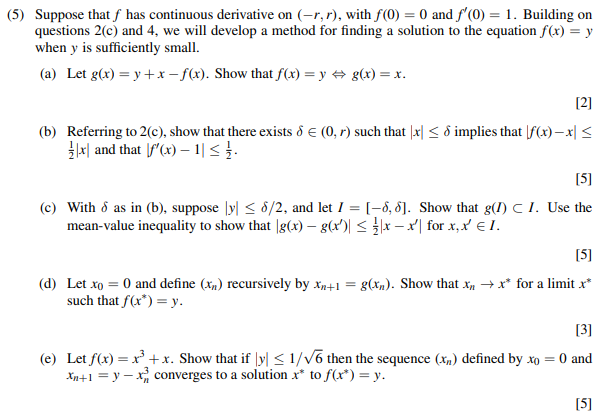 Solved (5) Suppose that f has continuous derivative on | Chegg.com