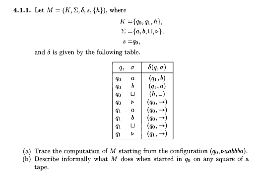 Solved , 4.1.2. Repeat Problem 4.1.1 for the machine M = | Chegg.com