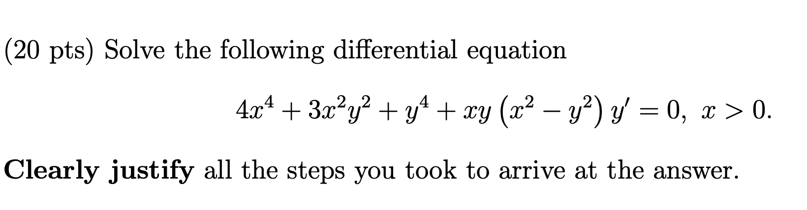 Solved (20 pts) Solve the following differential equation | Chegg.com Solved (20 pts) Solve the following differential equation | Chegg.com