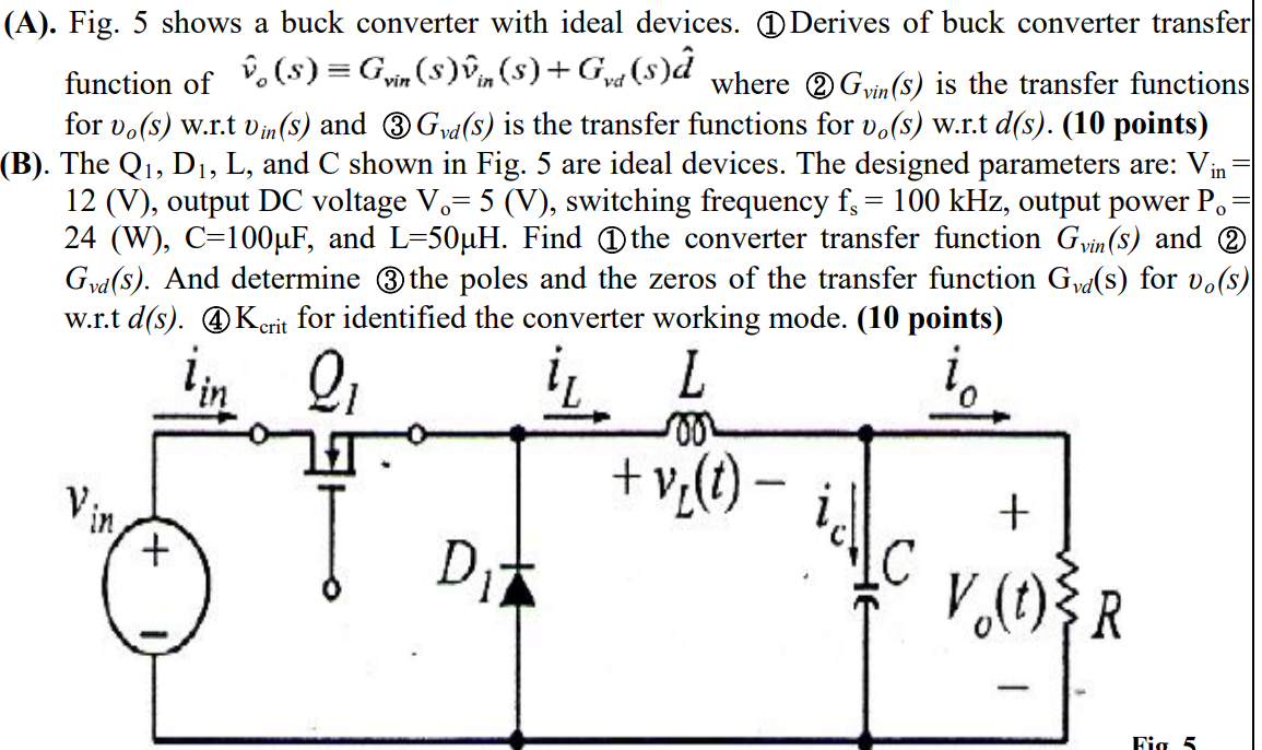 Solved vd (A). Fig. 5 shows a buck converter with ideal | Chegg.com
