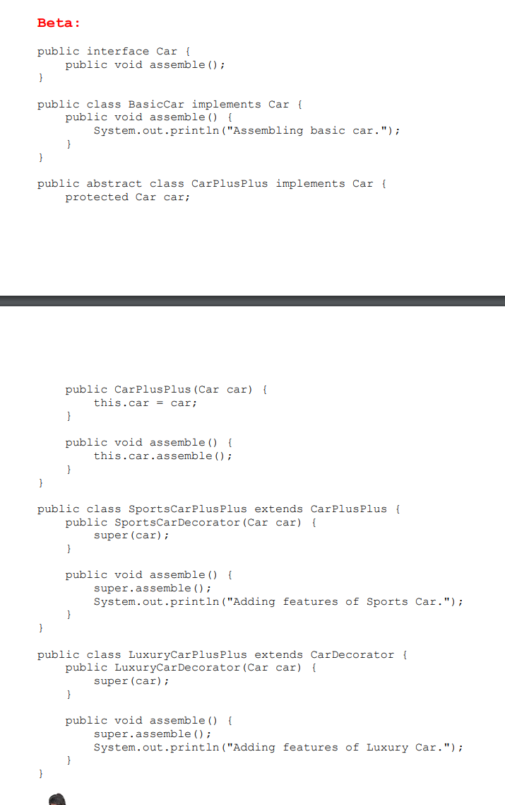 Solved What type is BETA Behavioral pattern Structural | Chegg.com