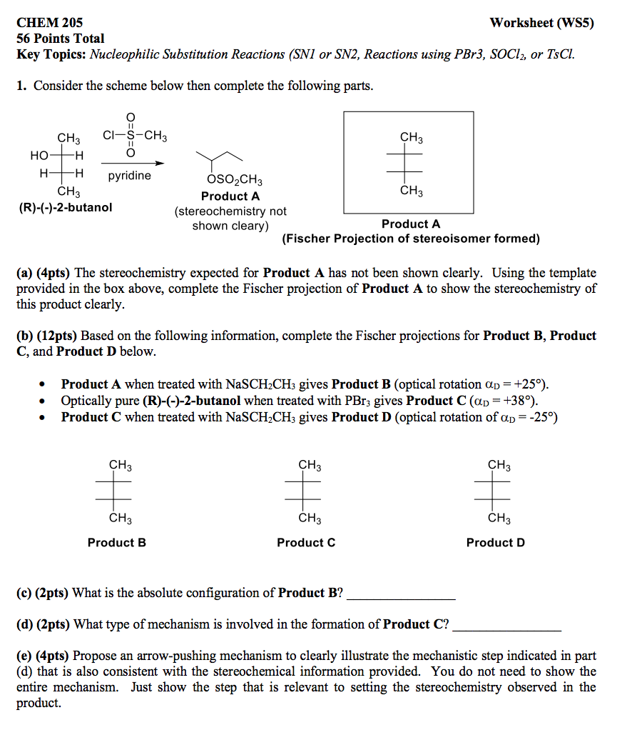Solved CHEM 205 Worksheet (WS5) 56 Points Total Key Topics: | Chegg.com