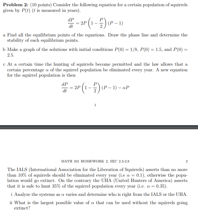 Solved Problem 2: (10 points) Consider the following | Chegg.com