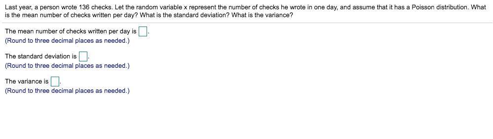 Solved Last year, person wrote 136 checks. Let the random | Chegg.com