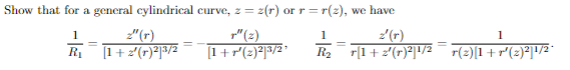 Solved Show that for a general cylindrical curve, z=z(r) or | Chegg.com