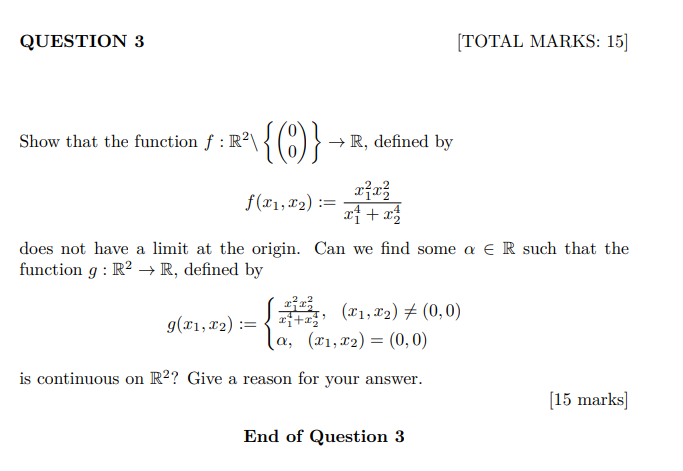Solved Show that the function f:R2\{(00)}→R, defined by | Chegg.com