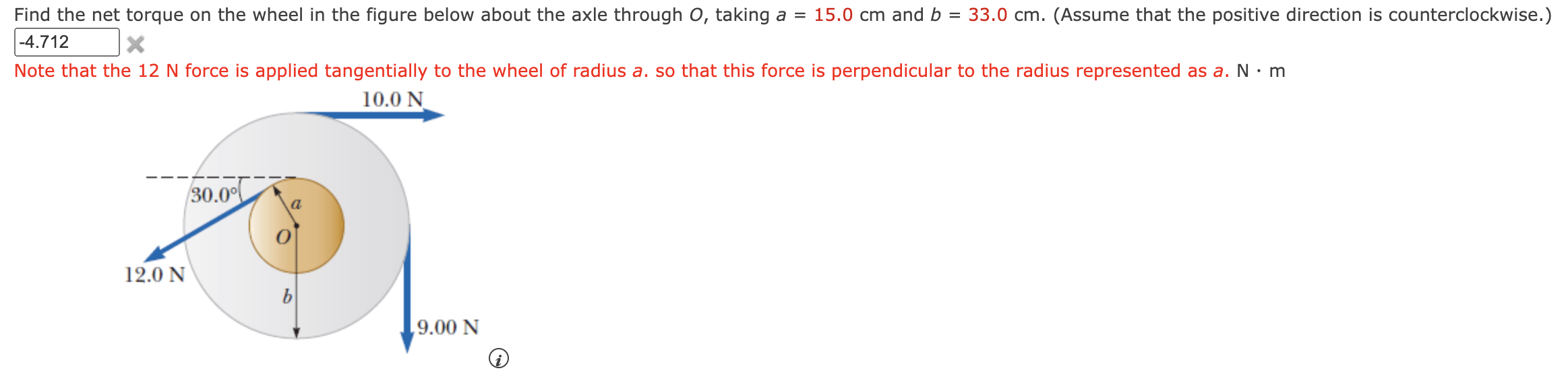 Solved Find the net torque on the wheel in the figure below | Chegg.com