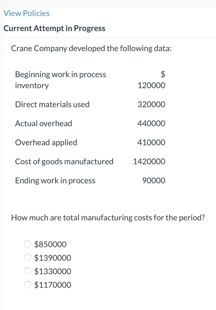 Solved View Policies Current Attempt in Progress Crane | Chegg.com