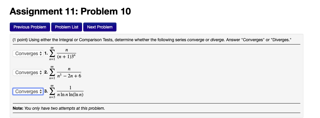 Solved Assignment 11 Problem 10 Previous Problem Problem 