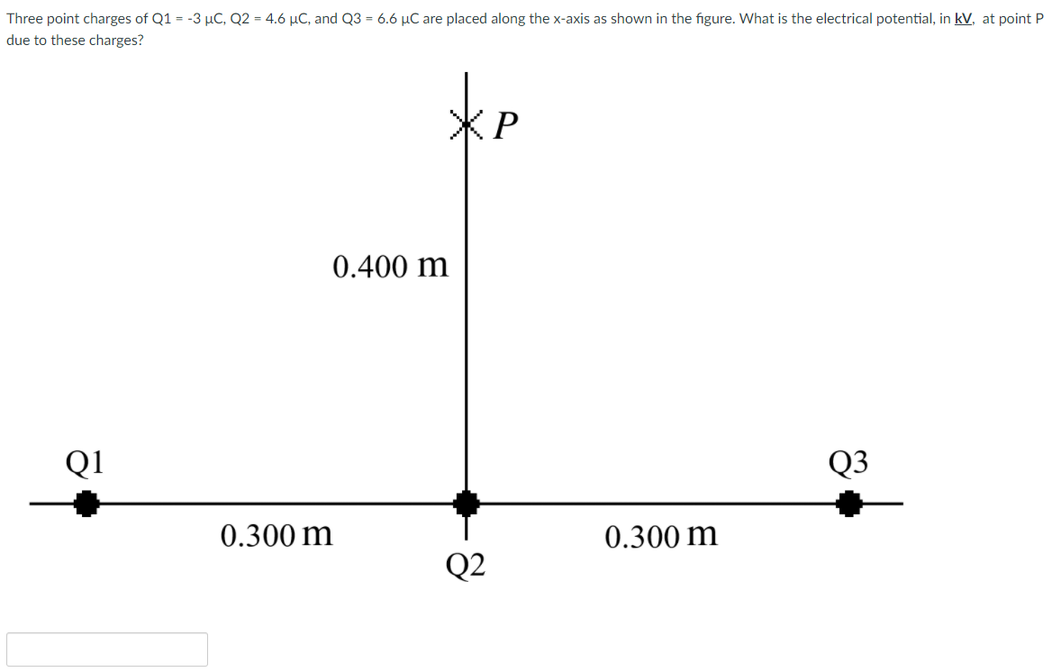 Solved Three point charges of Q1 = -3 uC, Q2 = 4.6 uC, and | Chegg.com