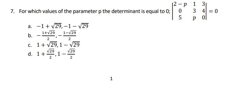Solved 7. For which values of the parameter p the | Chegg.com