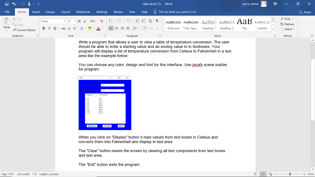Lab4-java2 (1) Word X pamy verma Tell me what you | Chegg.com