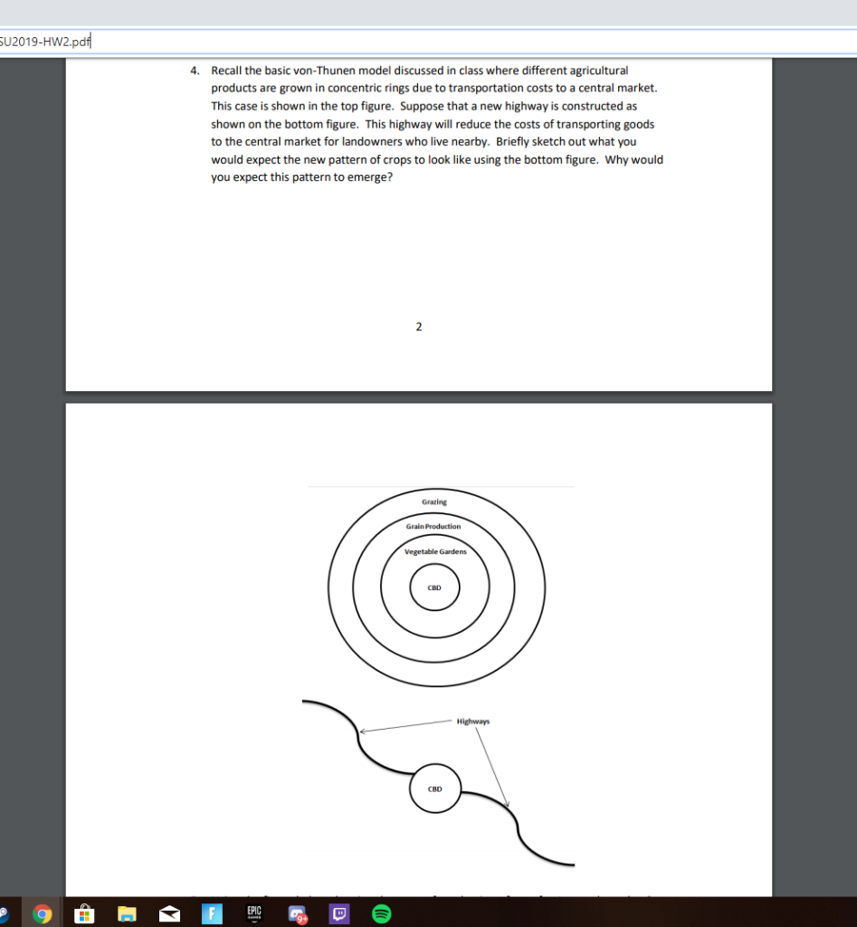 SU2019-HW2.pdf 4. Recall the basic von-Thunen model | Chegg.com