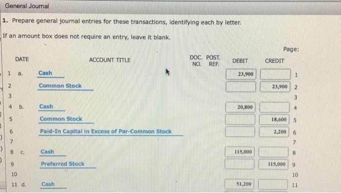 Solved Instructions Par and No-Par, Common and Preferred | Chegg.com