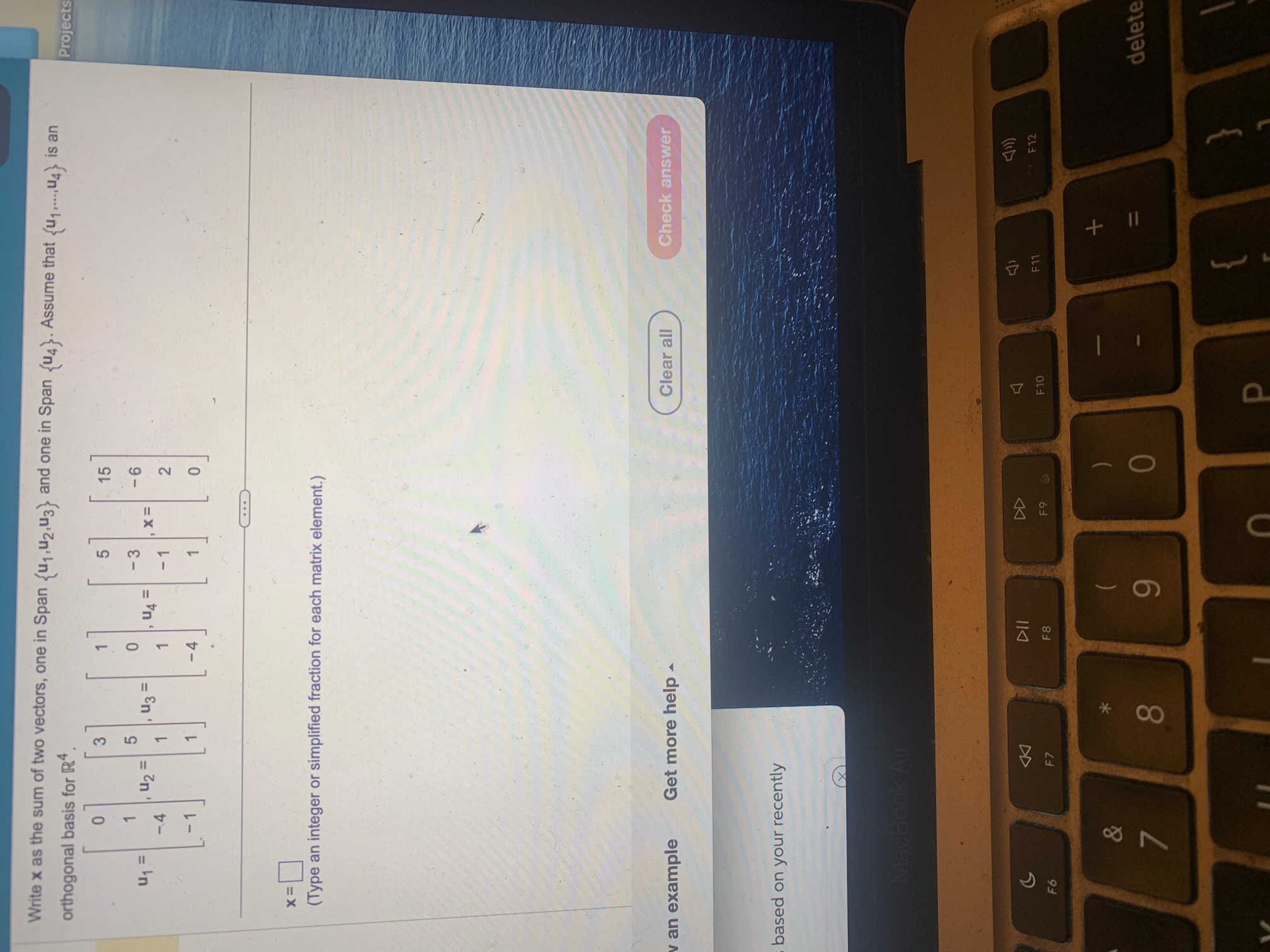 Solved Write x as the sum of two vectors, one in Span | Chegg.com