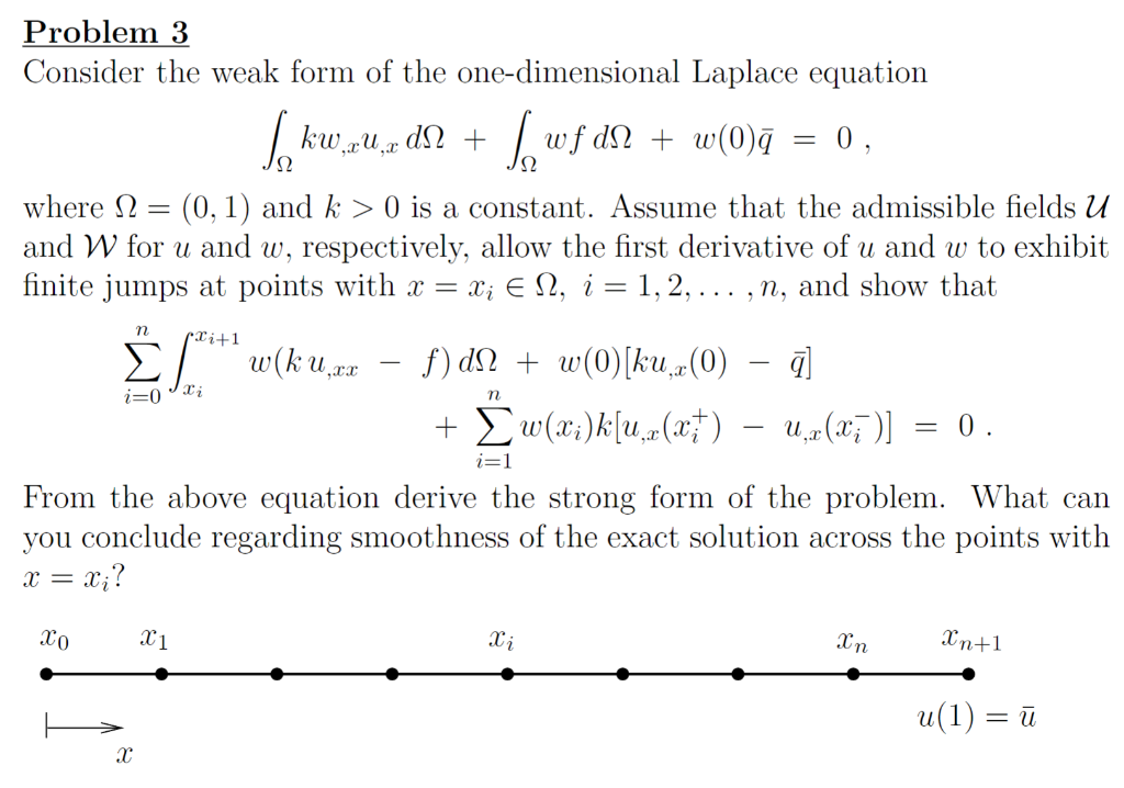 Solved Problem 3 Consider the weak form of the | Chegg.com
