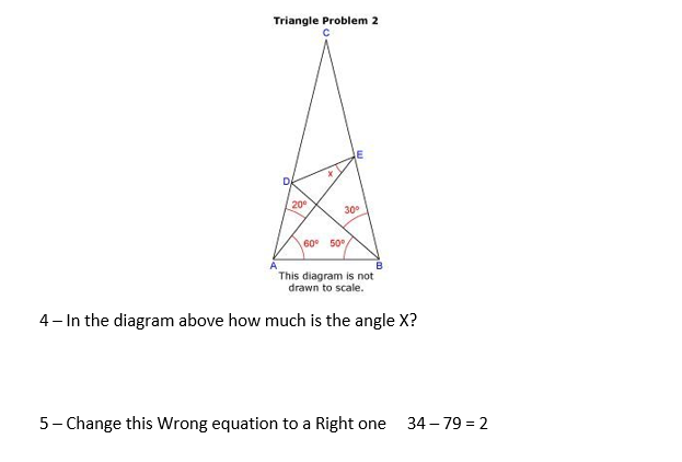Solved Triangle Problem 2 E 20° 30 60° 50° A This diagram is | Chegg.com