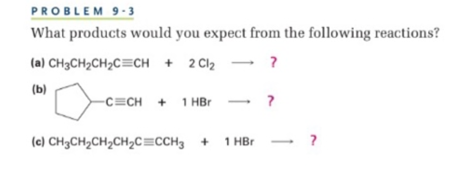 Solved PROBLEM 9-3 What products would you expect from the | Chegg.com