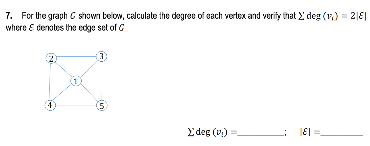 Solved 7. For the graph G shown below, calculate the degree | Chegg.com